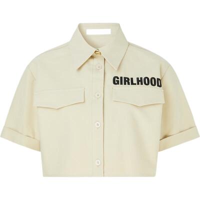 【38开门红】YCH女刺绣棉质平纹布短款衬衫