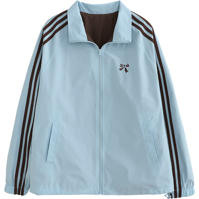 诺诺公主S1N初中生韩系休闲运动撞色外套女春新款青少年立领上衣