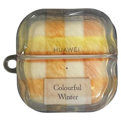 适用华为耳机壳格子简约