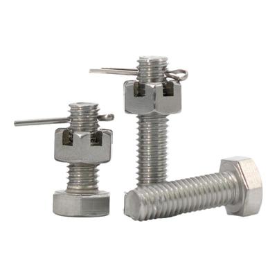 304不锈钢尾部带孔外六角螺丝开槽螺母螺杆带孔杆身打孔螺栓