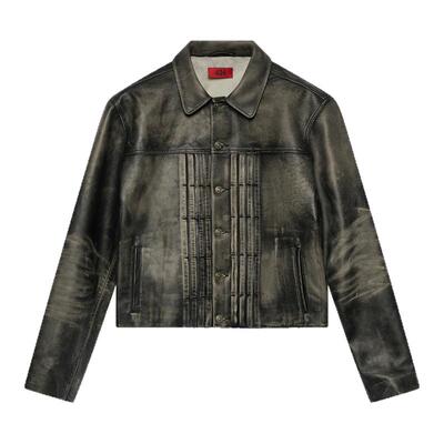 424复古做旧重磅牛皮夹克