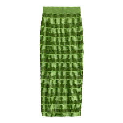 sly3D条纹设计开叉包臀半身裙