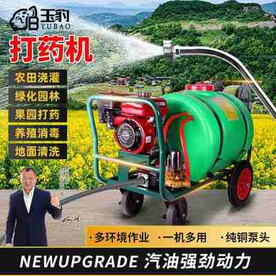 推车式汽油打药机160升园林养殖消毒电动柴油农用高压遥控喷雾器