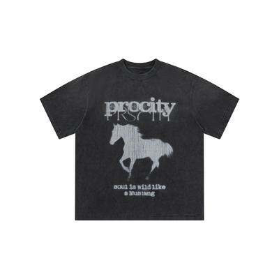 Procity马年纯棉宽松短袖T恤