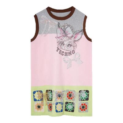 TCH私服烫钻马卡龙减龄百搭宽松显瘦洋气无袖连衣裙女T75B30E5288