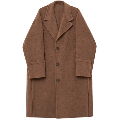 JDV商场同款棕色翻领骆驼绒大衣