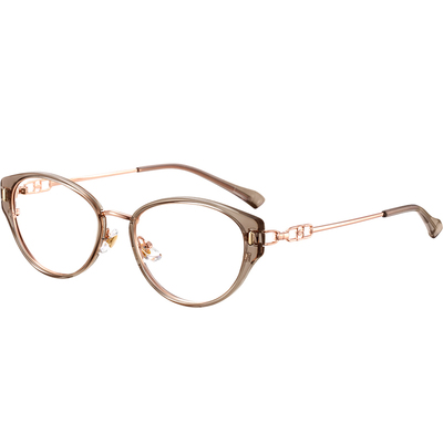 超轻茶色猫眼近视眼镜框女款可配度数素颜显白高级感方圆脸显脸小