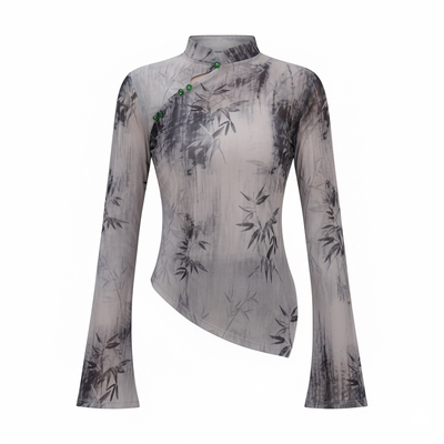 3342舞蹈服古典网纱修身新款长袖