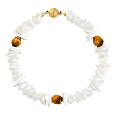 GRGR象牙白不规则贝壳虎眼石手串