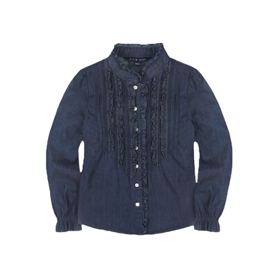 RTW童装春季立领花边女童衬衫