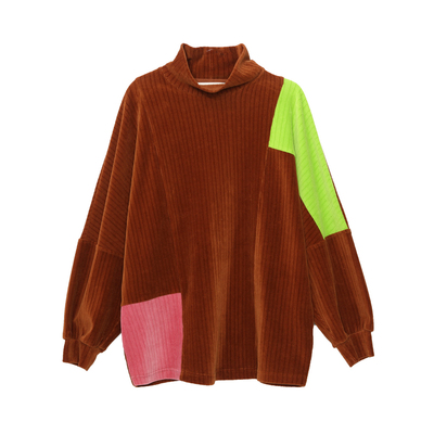 MOVEUP幻走2023冬季新款高领不对称设计师短款T恤女123410503