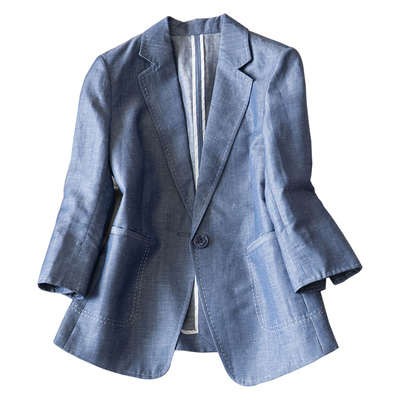 一粒扣七分袖西服七分袖显瘦