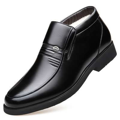 冬季牛皮40岁加绒加厚中年鞋子