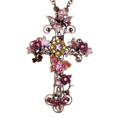 KirksFolly复古珐琅彩十字架项链