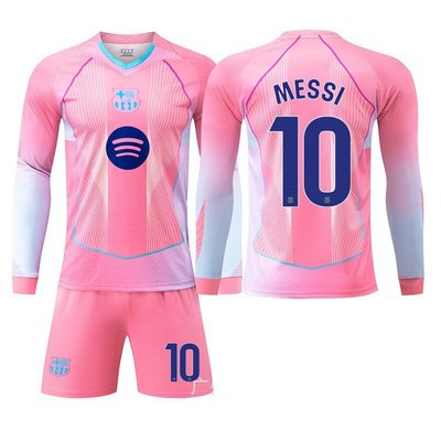 巴萨儿童长袖足球服套装速干透气