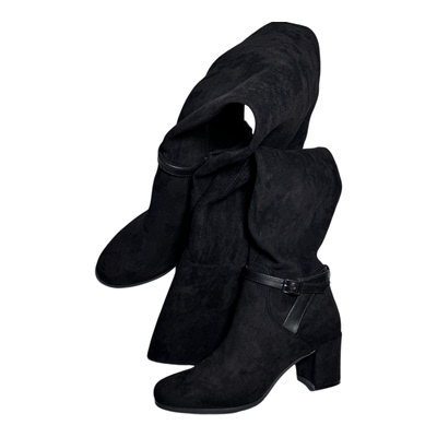 梦飞嫦弹力绒长筒裸靴