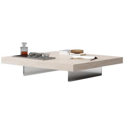 亚克力悬浮洞石茶几中古风