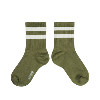 collegien四季条纹花边短袜