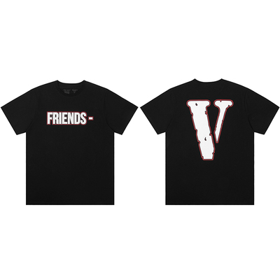 VLONE复古风撞色大LOGO印花米橙半袖FRIENDS系列情侣款短袖T恤