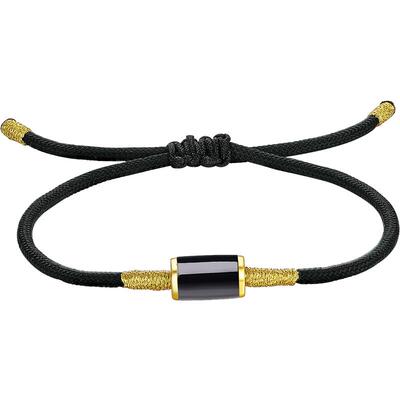 周六福和田玉手绳金镶玉足金白玉墨玉黑色手链男女情侣情人节