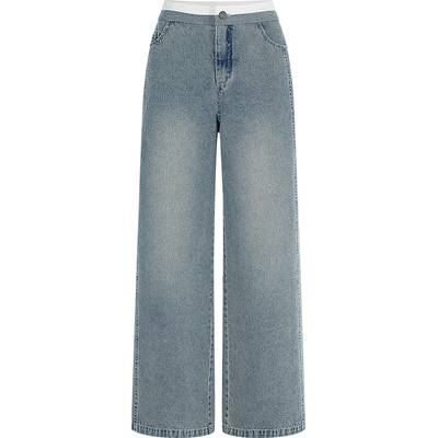 高腰显腿长清爽浅蓝牛仔裤