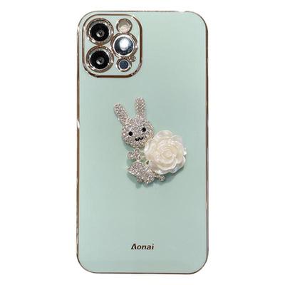 【花朵水钻兔子】苹果软胶手机壳