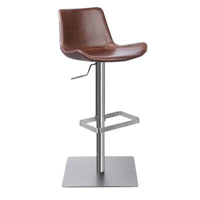 吧台椅子现代简约轻奢牛皮不锈钢