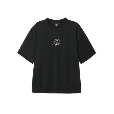 韦恩泽维尔大码字母刺绣短袖T恤