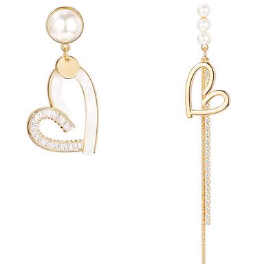 dodogogo不对称爱心珍珠流苏