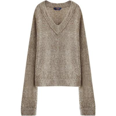 COCOBELLA[MIU系穿搭]粗针花纱毛边V领毛衣秋冬针织衫MZ7037-2