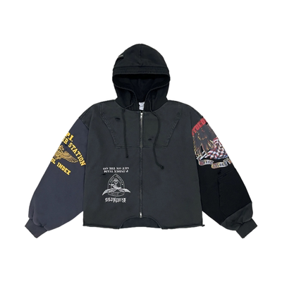 ProtocolInde倒转拼接拉链卫衣