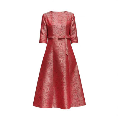 香薇姿中国风大摆裙桑蚕丝喜庆