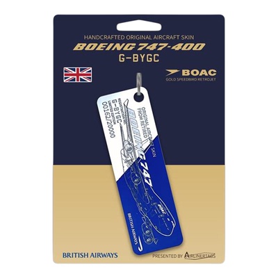 Airlinertags 英国航空B747 BOAC 退役飞机蒙皮行李牌钥匙扣礼物