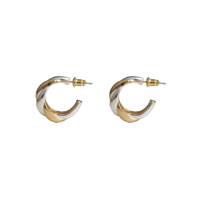 新款ins冷淡风麻花双色金属银针