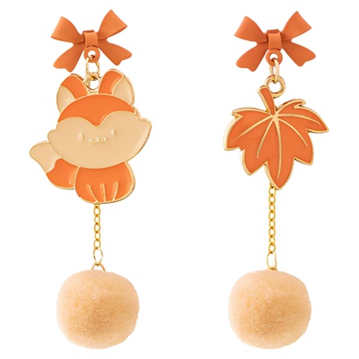 秋冬新款可爱狐狸耳饰高级感