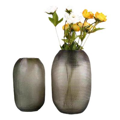 波点玻璃花瓶复古大肚花瓶轻奢高级插花中式干花花瓶透明玄关客厅