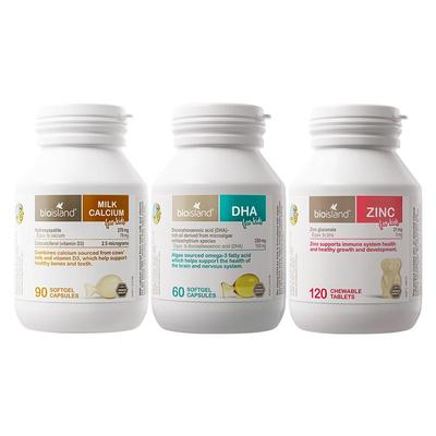 澳洲bioisland婴幼儿童海藻油DHA补锌牛乳钙vd钙组合