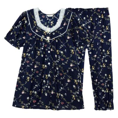 纯棉印花柔软短袖睡衣裤专柜新品