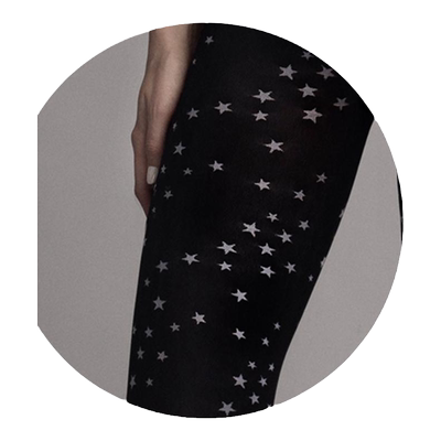 fiore波兰打底裤提花黑色丝袜