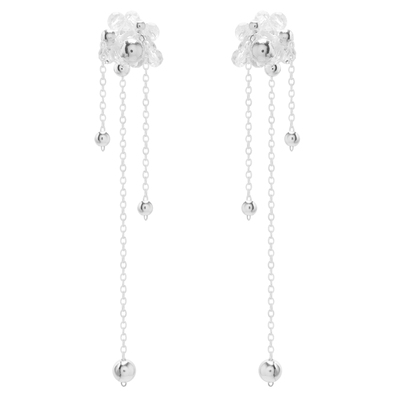 BING超仙女风白水晶流苏耳环女