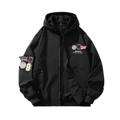 辛普森一家夹克男春秋款2025新款美式街头重磅宽松连帽工装外套女