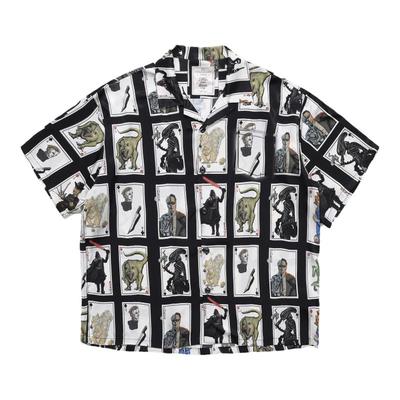 复古扑克牌印花夏威夷衬衫