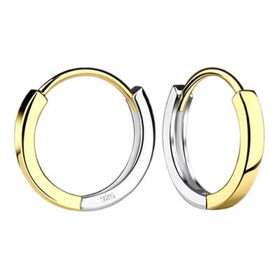 双色拼接 14k金镀层防褪色耳圈 925银小耳环 10mm/13mm双尺寸可选