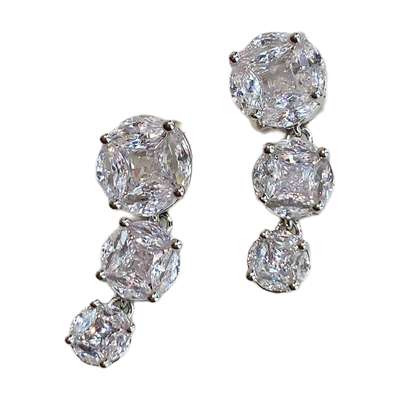 PANACHE 简约气质锆石吊坠耳钉 小众设计感超闪轻奢微镶流苏耳环