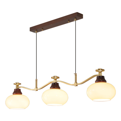 依诗豪 法式复古餐厅吊灯三头中古奶油风柿子灯餐厅餐桌吧台灯具