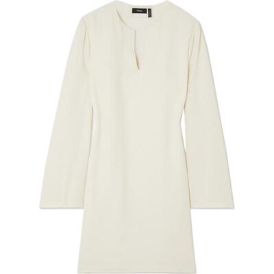 THEORY Admiral 春夏女简约平滑质感绉纱迷你白色连衣裙