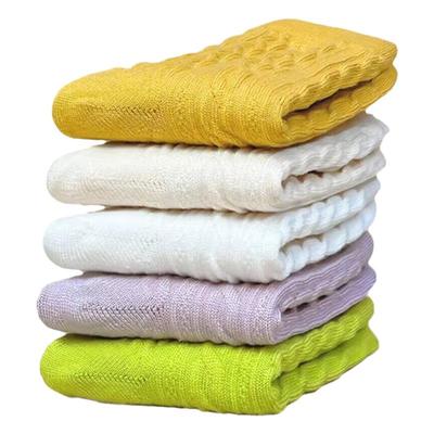 韩版秋冬新款麻花竖条纹袜子女中筒纯色堆堆月子袜复古森系ins潮