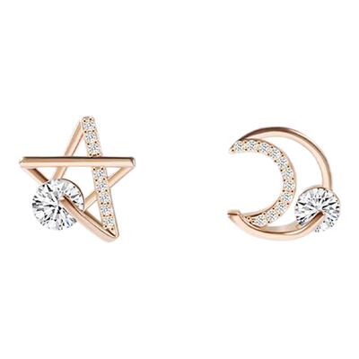玫瑰金色星月蚊香盘耳夹