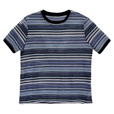 撞色显瘦条纹针织圆领薄款韩版