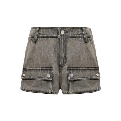 lostinecho工装迷你牛仔超短裤